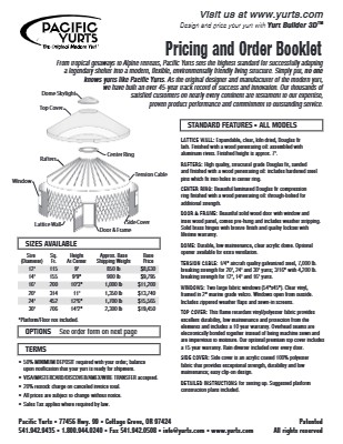 Yurt Pricing - Standard & Custom Yurt Features
